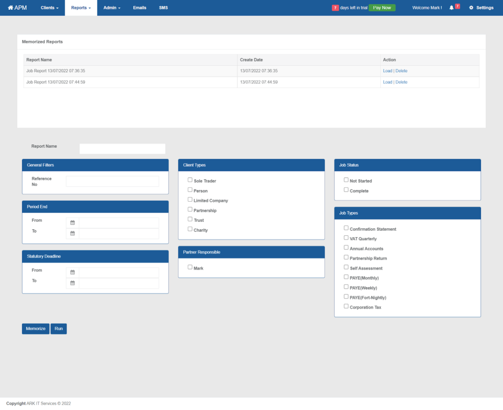 How to generate job report - Moneypex Support